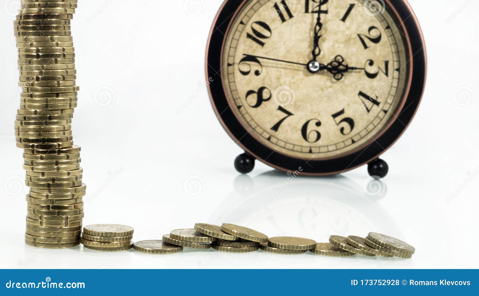 TIME is MONEY Concept: Alarm Clock and with Coins Stock Photo - Image ...