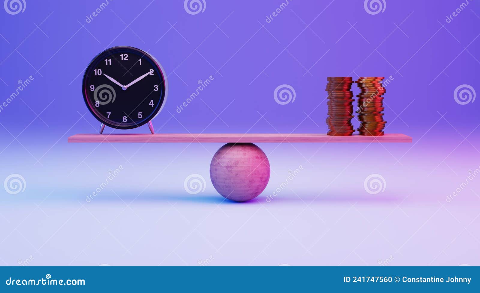 Time is Money Concept. Balancing Clock and Coins Stacks Stock ...