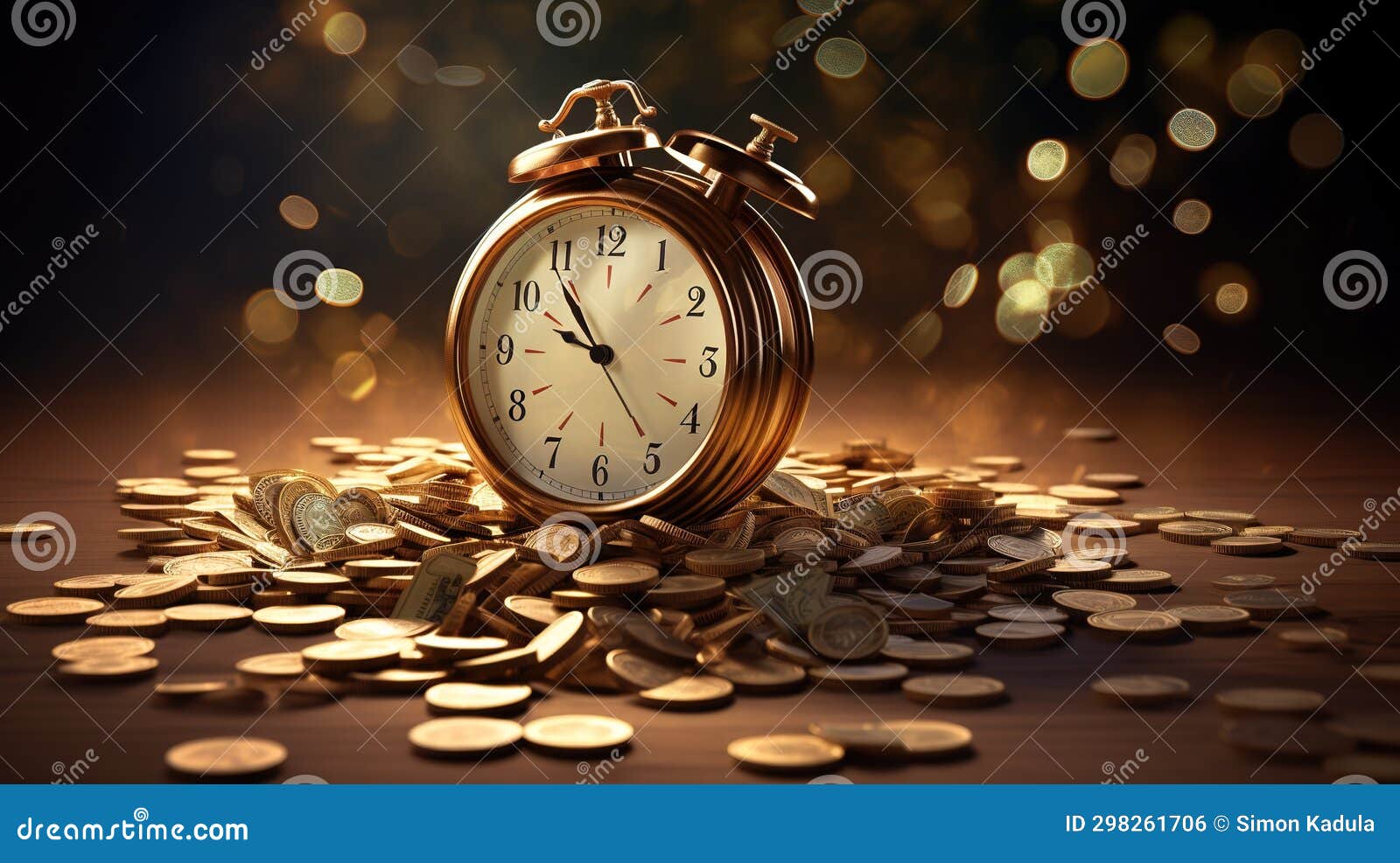 Time is Money Concept, a Clock with Gold Coins Stock Illustration ...