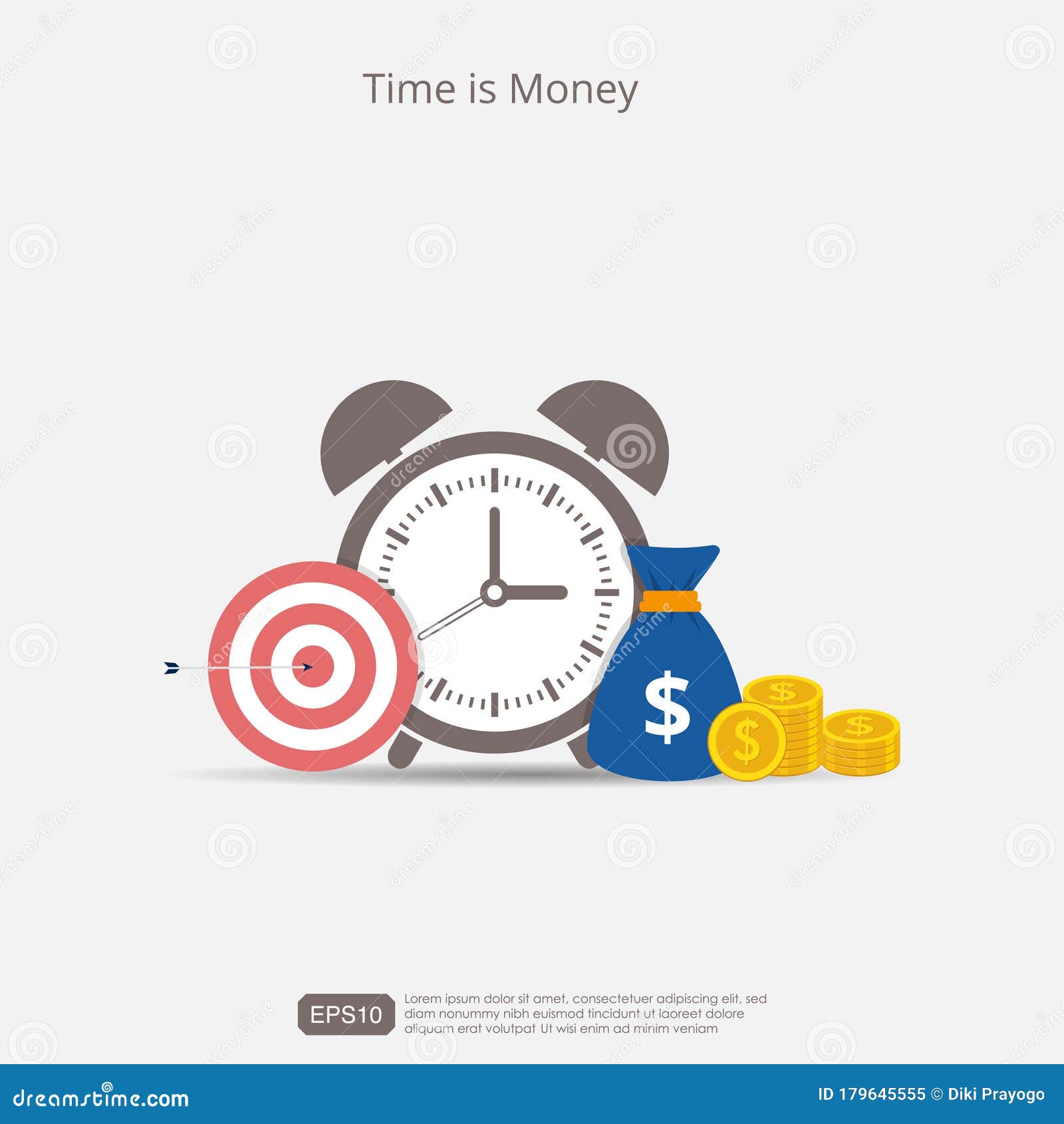 Time is Money Concept. Clock, Target and Money Symbol Stock Vector ...