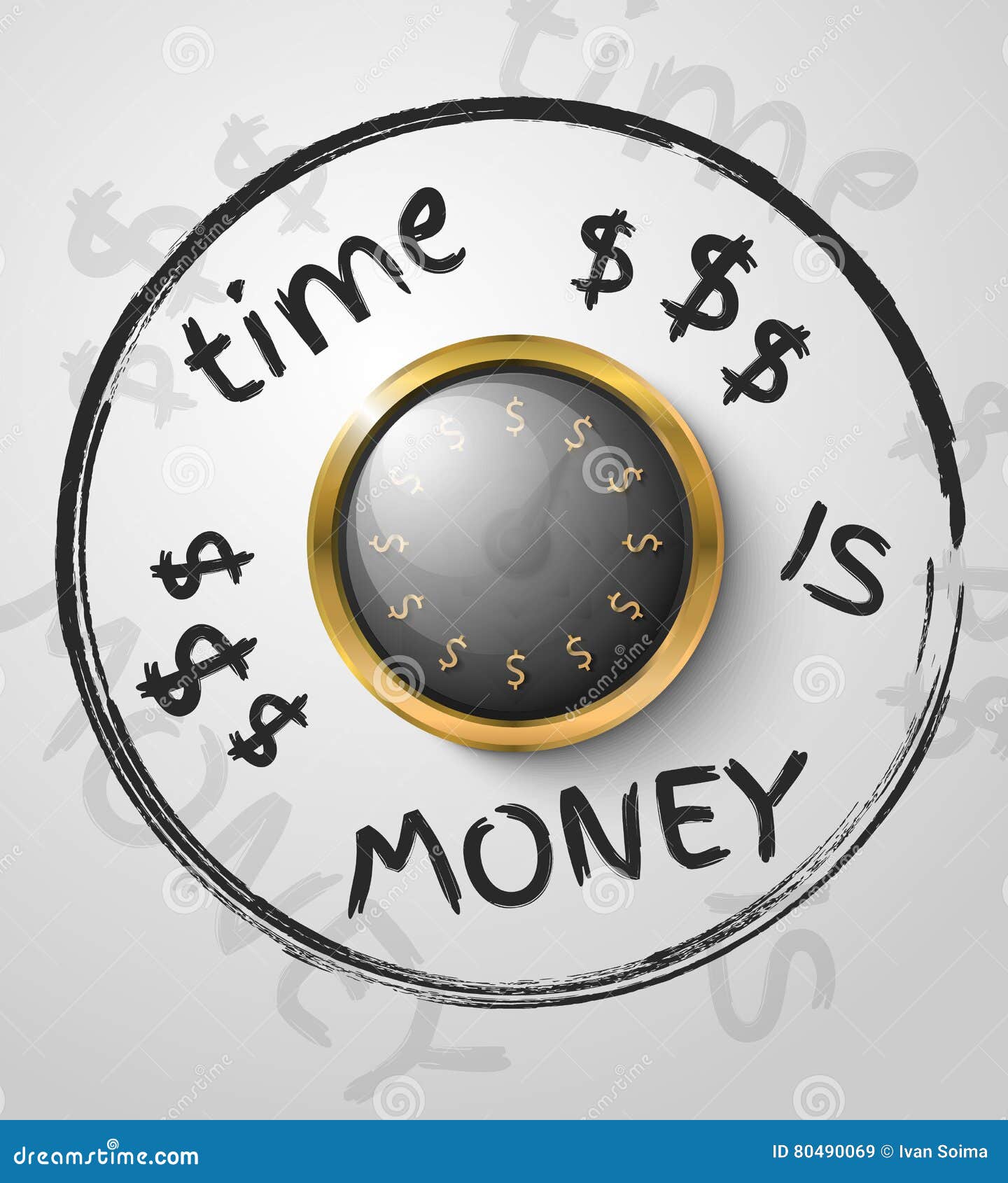 Time is Money Concept with a Gold Watch Stock Vector - Illustration of ...