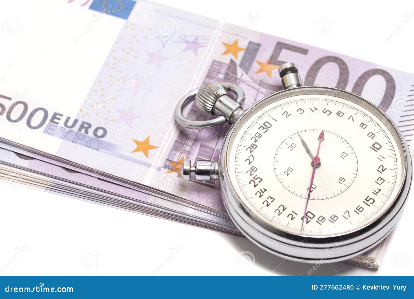 Time is Money Concept, Stopwatch on the Euro Banknotes Stock Photo ...