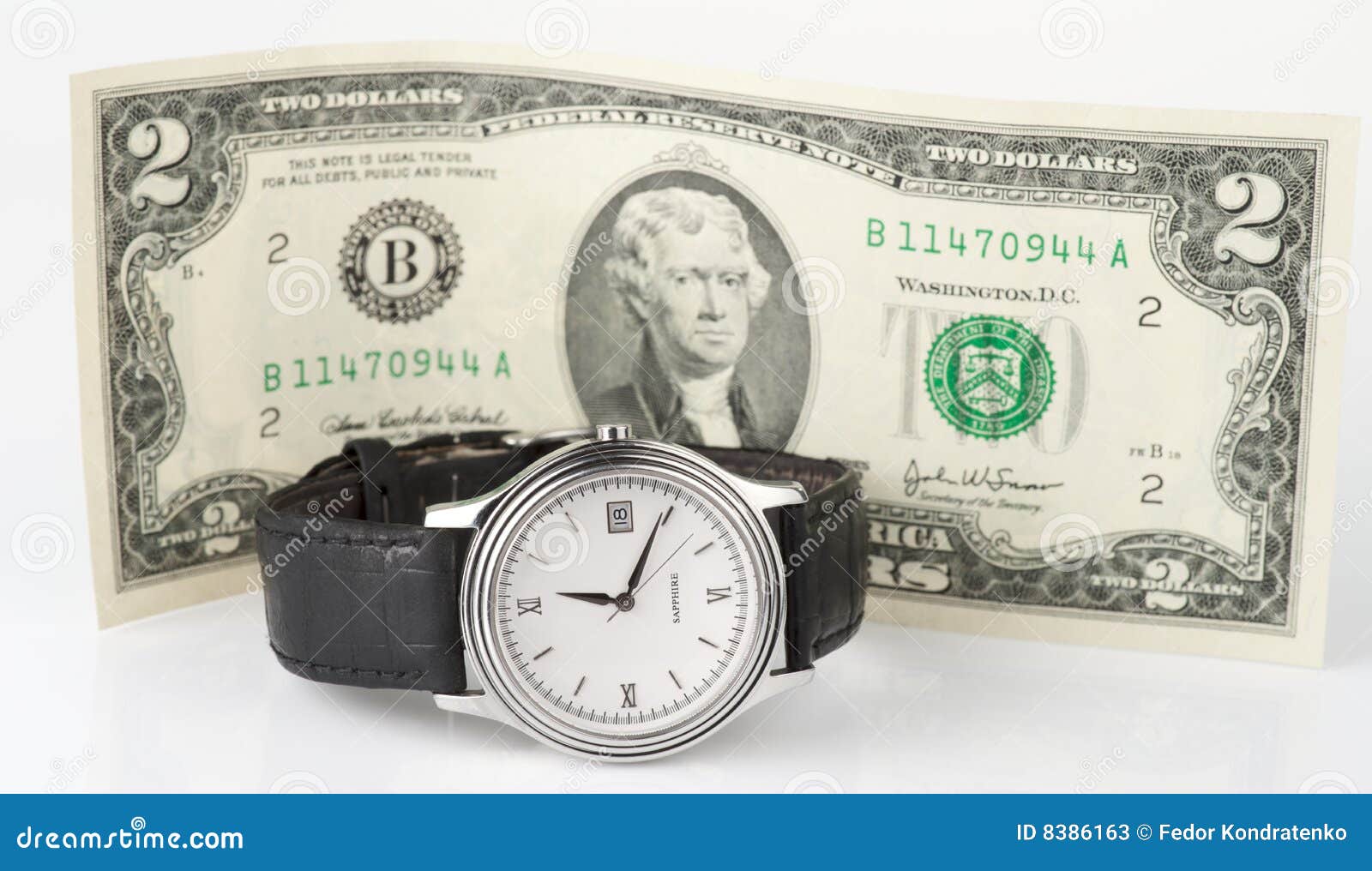 Time and Money - Hand Watch with 2 Dollars Stock Image - Image of ...