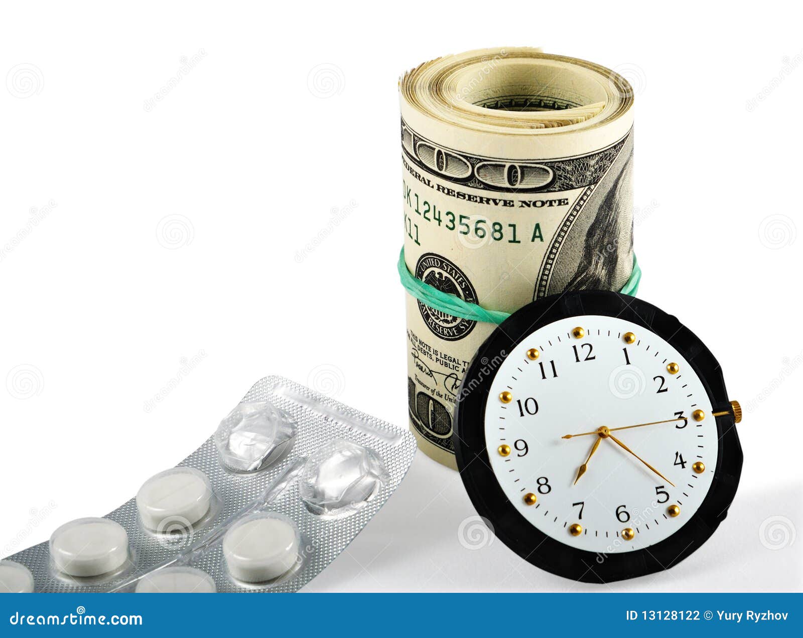 Time, Money and Healthcare stock photo. Image of isolated - 13128122