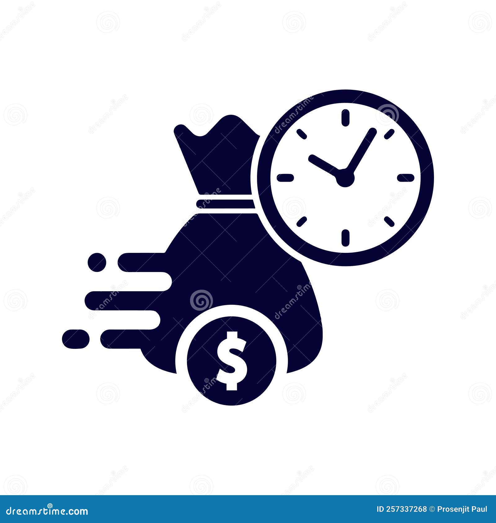 Time on money icon stock vector. Illustration of asset - 257337268