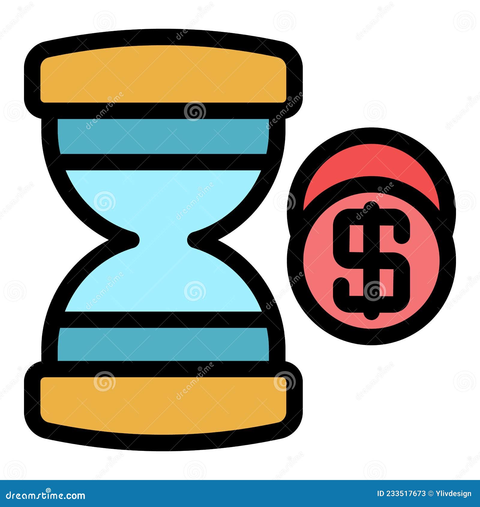 Time and Money Icon Color Outline Vector Stock Vector - Illustration of ...