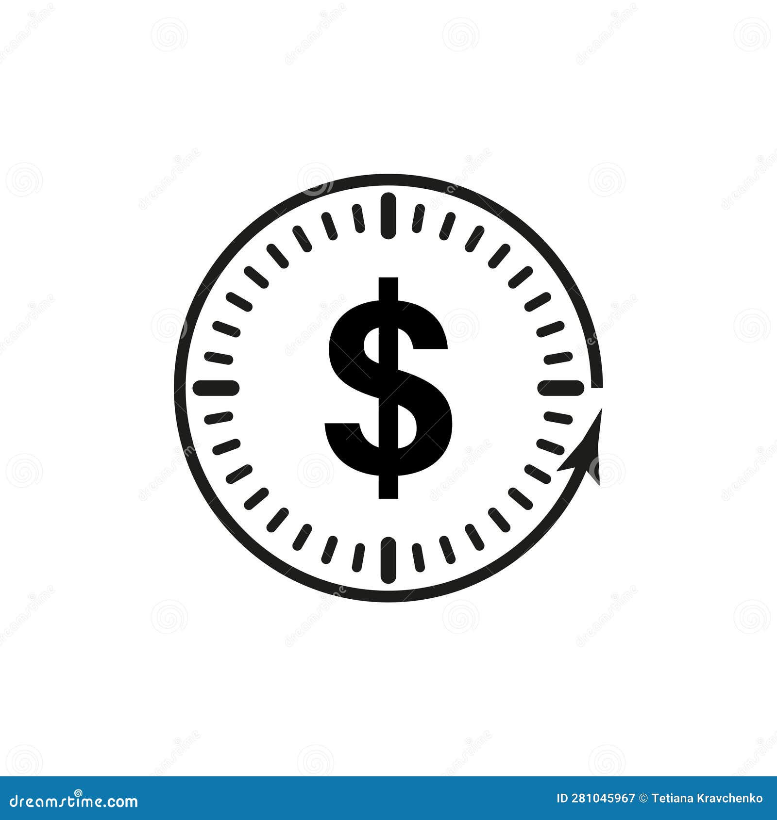 Time is Money Icon, Dollar with Clock Linear Sign Isolated. Vector ...