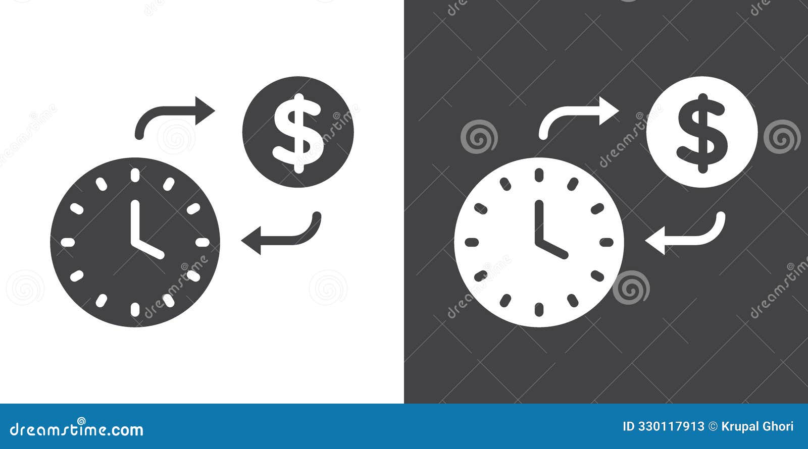 Time is Money Icon Thin Line Illustration Set Stock Illustration ...