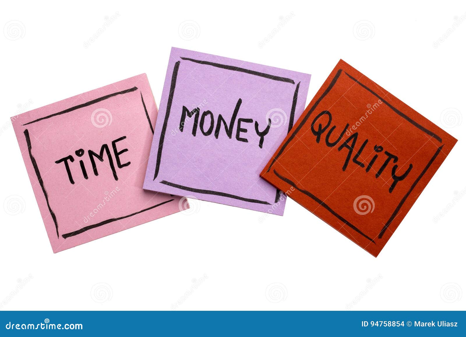 Time, Money, Quality -sticky Note Set Stock Photo - Image of collection ...