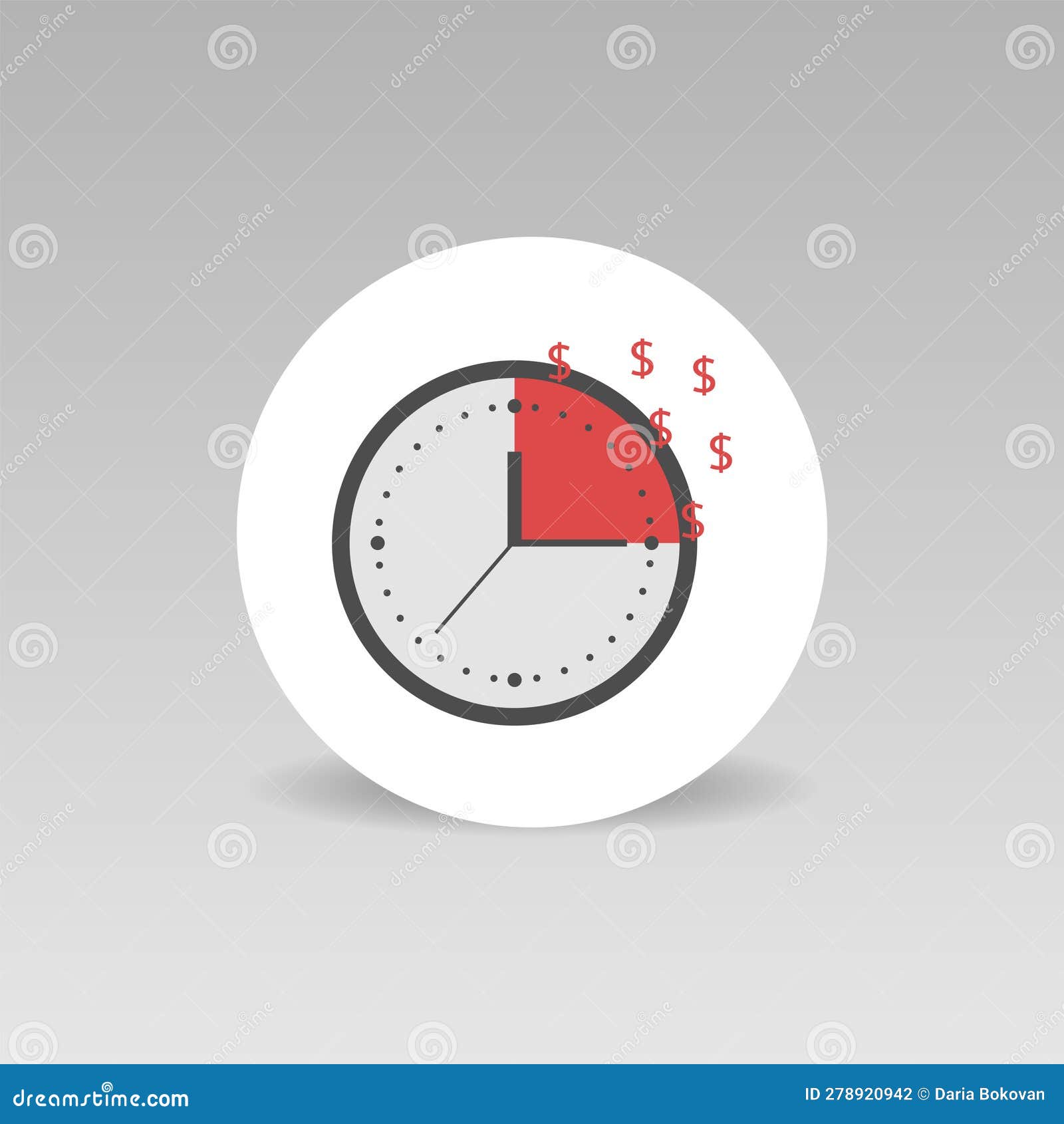 Time is Money Round Vector Icon Flat Design Stock Vector - Illustration ...