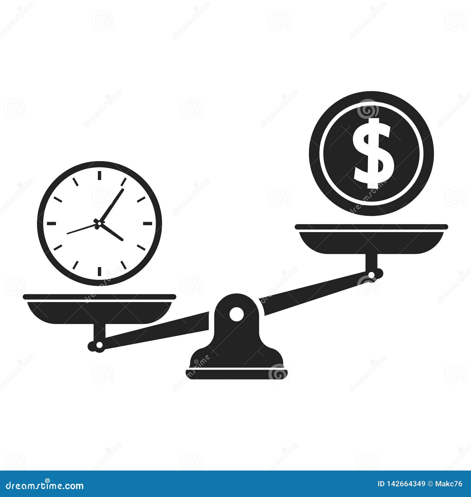 Time and Money on Scales Icon. Time is Money Stock Vector ...