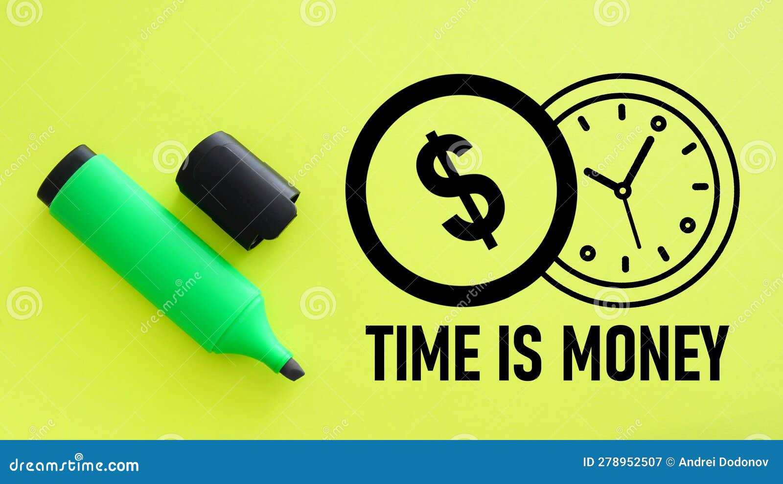 Time is Money is Shown Using the Text and Picture of the Clock and the ...