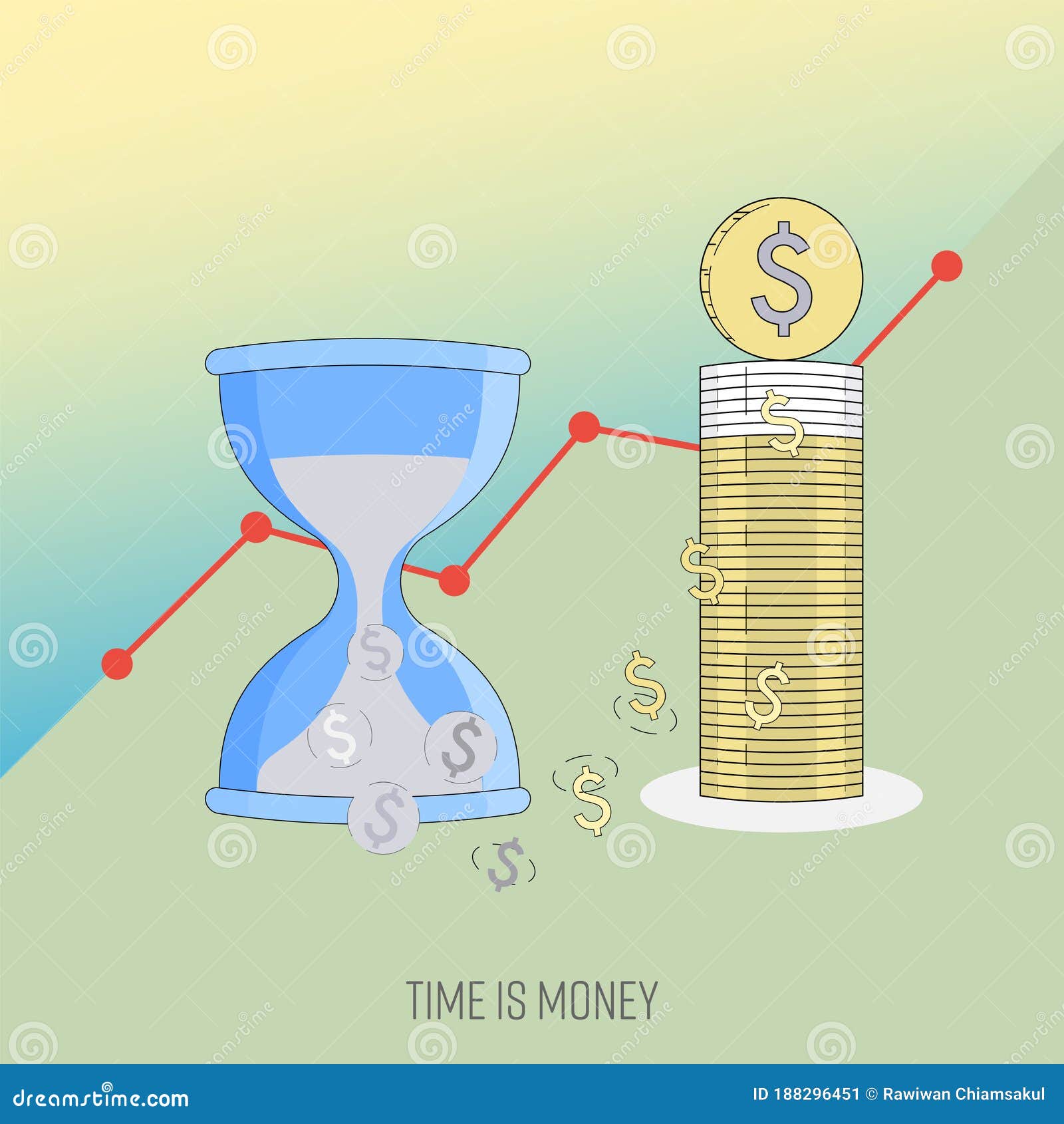 Time is Money stock vector. Illustration of hour, investment - 188296451