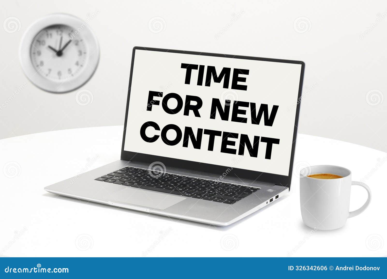 Time for New Content Creation is Shown Using the Text Stock Photo ...