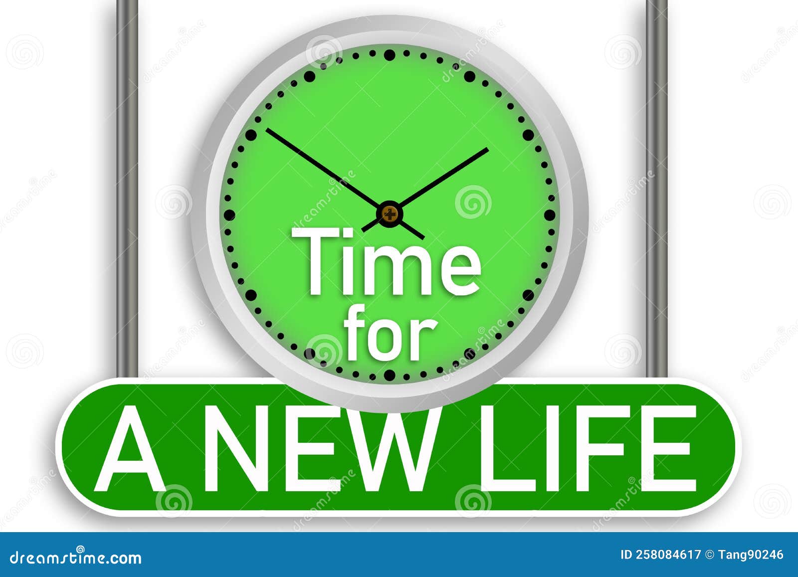 Time for a New Life Text Message with Clock and Sign Board Stock ...