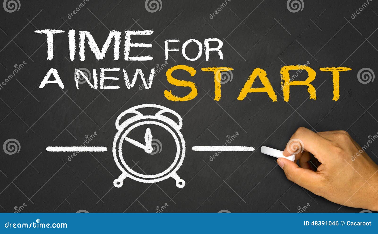 Time for a new start stock photo. Image of chalkboard - 48391046