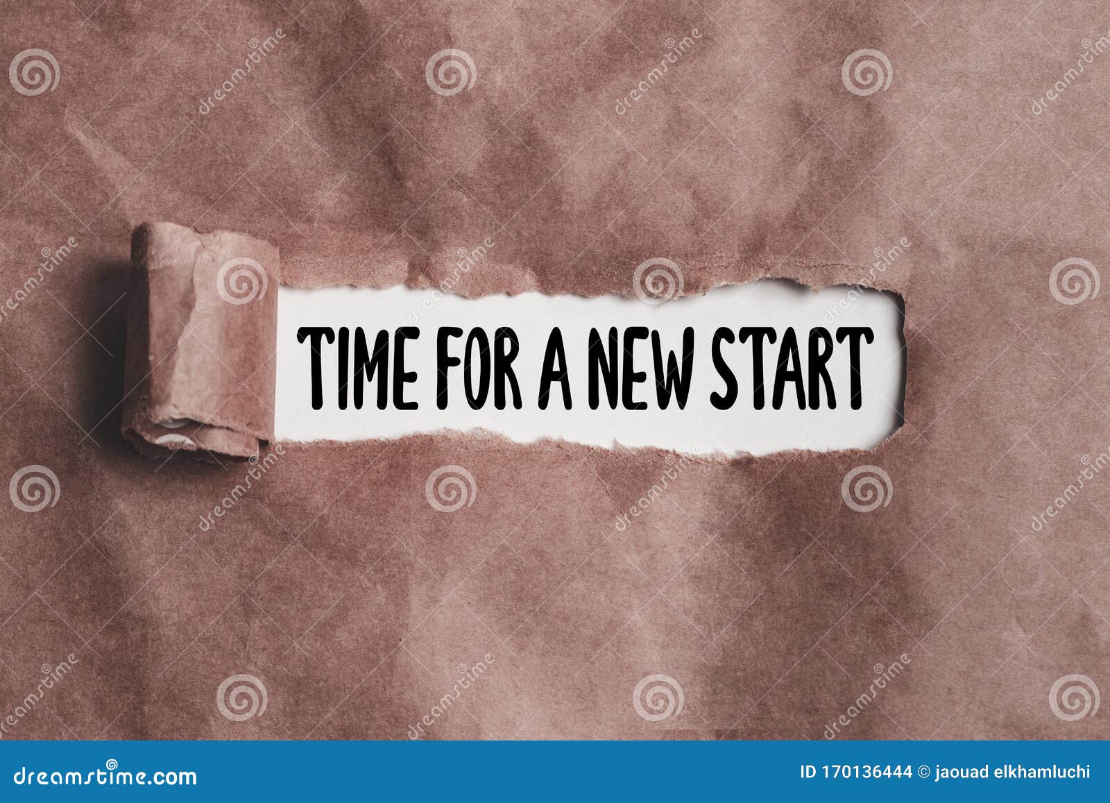Time for a New Start Text on Torn Paper Stock Photo - Image of message ...