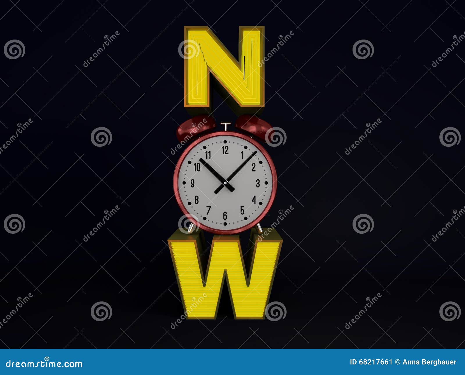 Time NOW Concept on Dark Background. 3D Render Stock Image - Image of ...