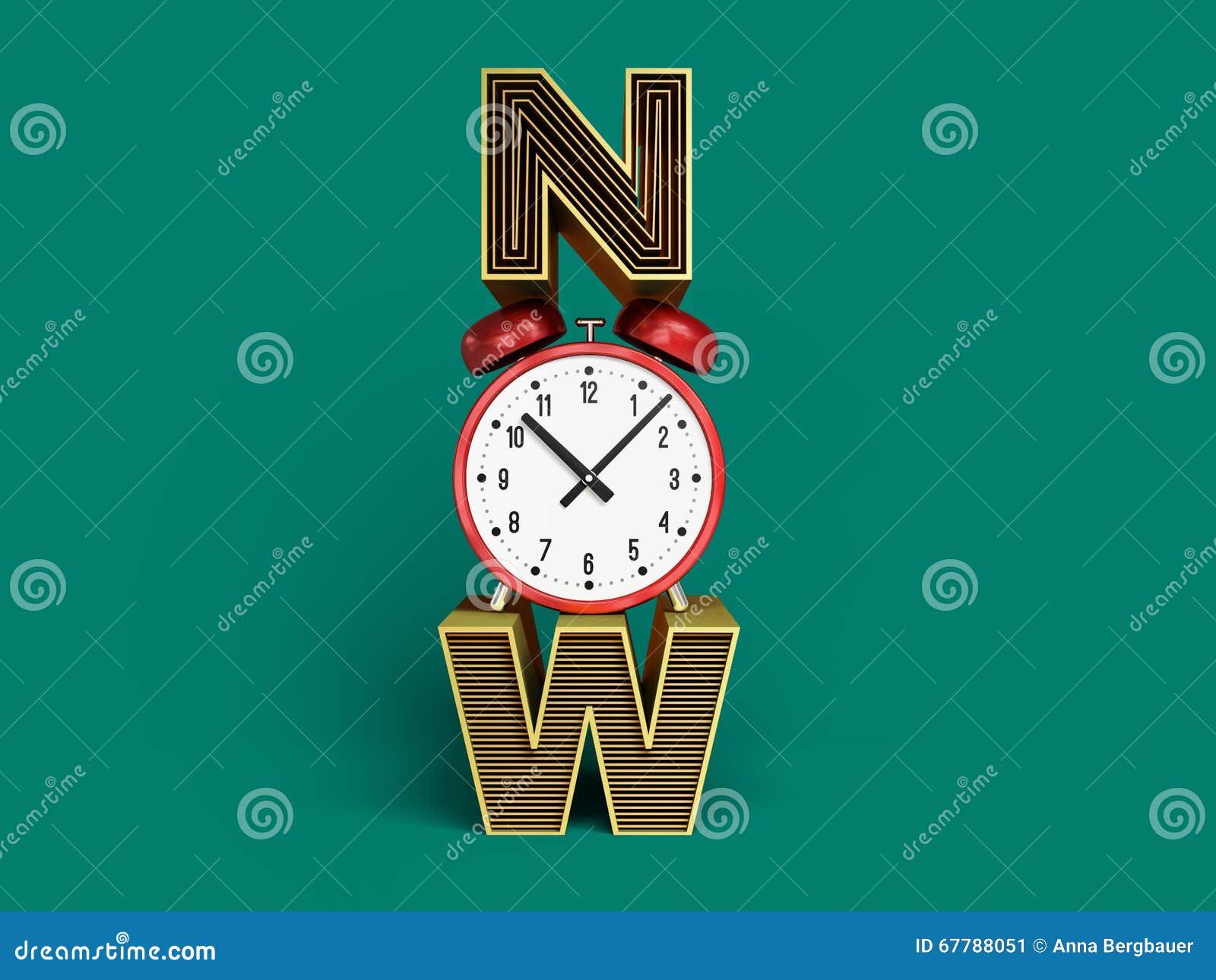 Time NOW Concept on White Background. 3D Render Stock Illustration ...
