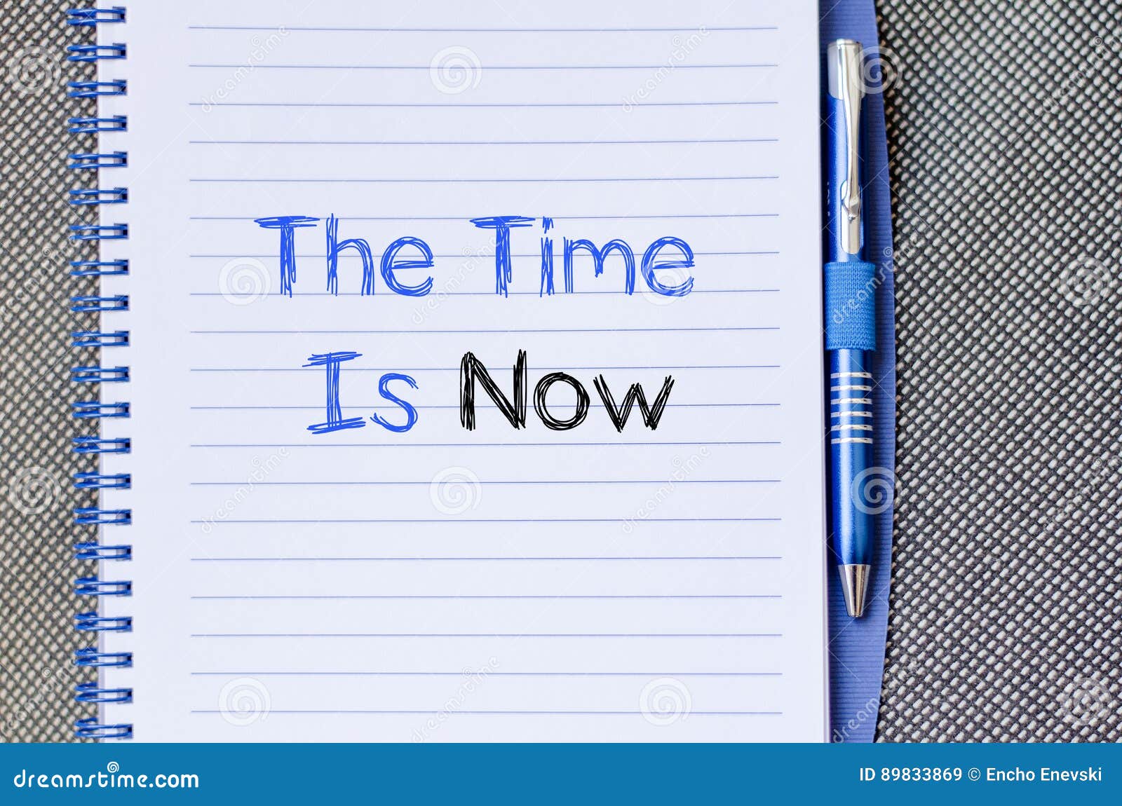 The Time is Now Text Concept on Notebook Stock Image - Image of pencil ...