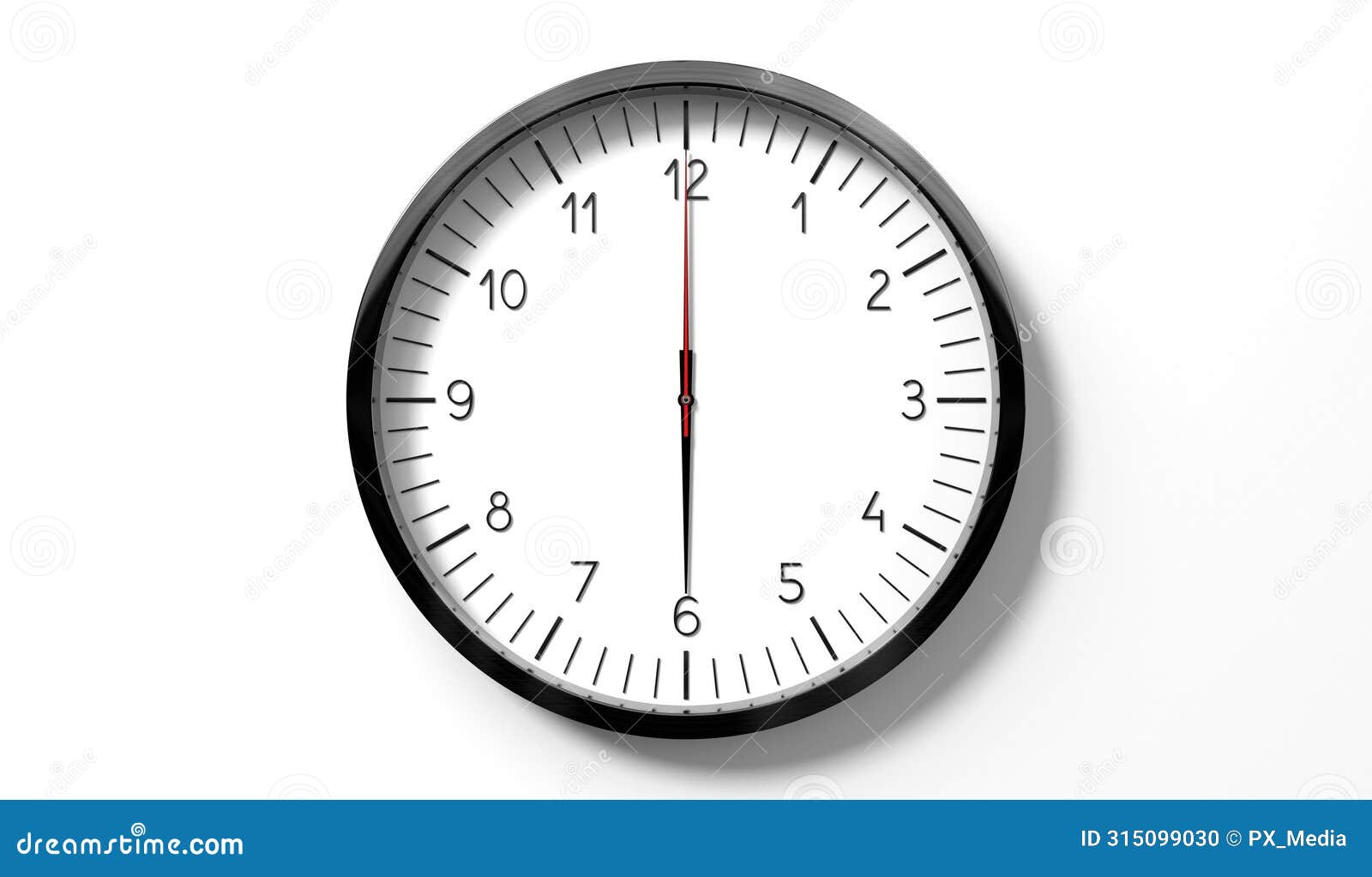 Time at 6 O Clock - Classic Analog Clock on White Background Stock ...