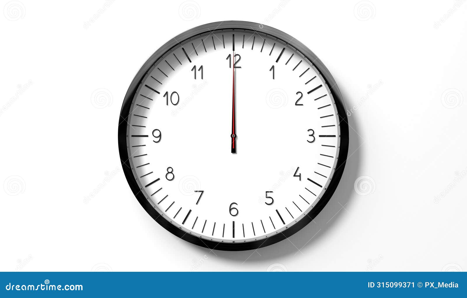 Time at 12 O Clock - Classic Analog Clock on White Background Stock ...