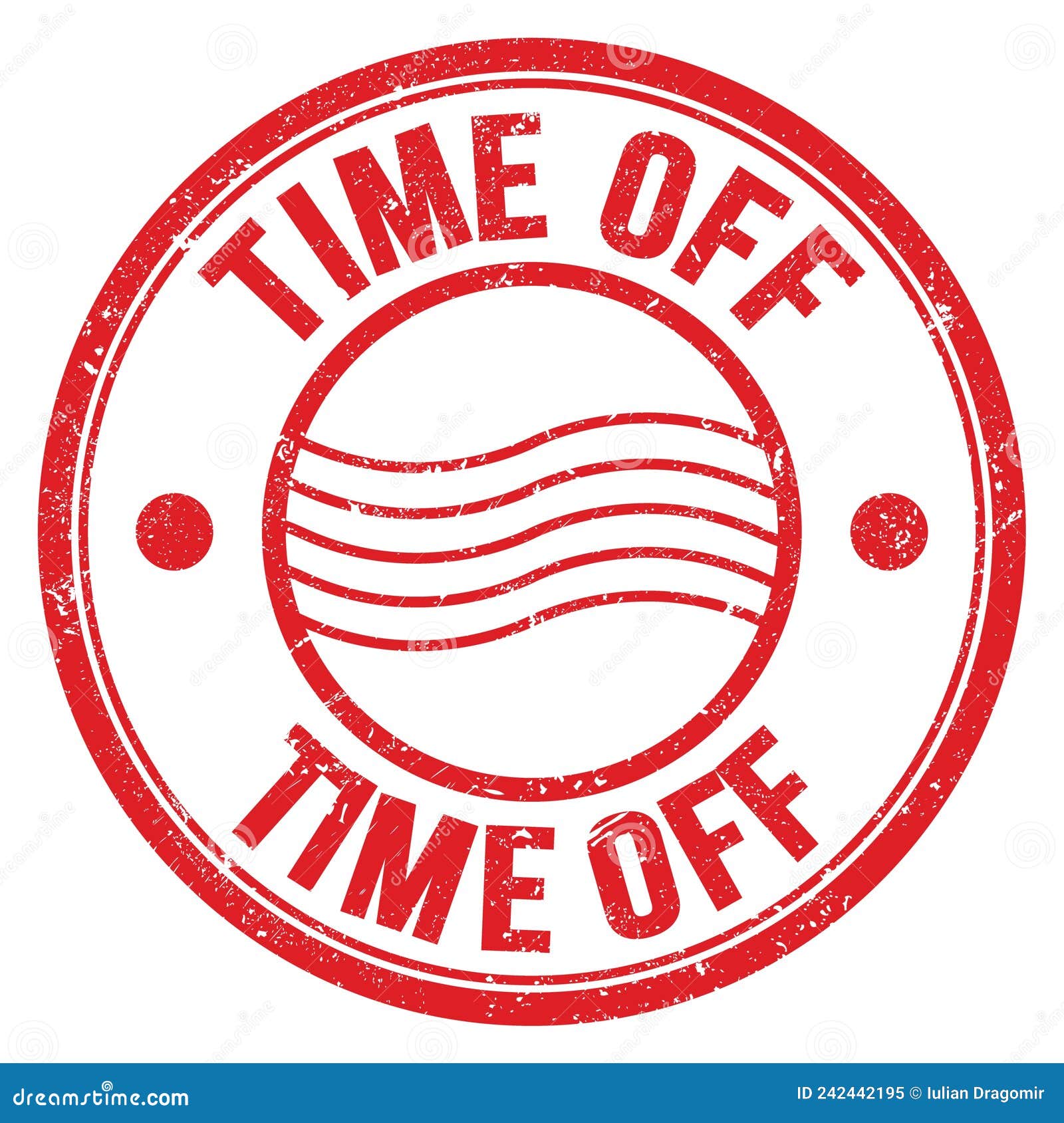 TIME OFF Text Written on Red Round Postal Stamp Sign Stock Illustration ...