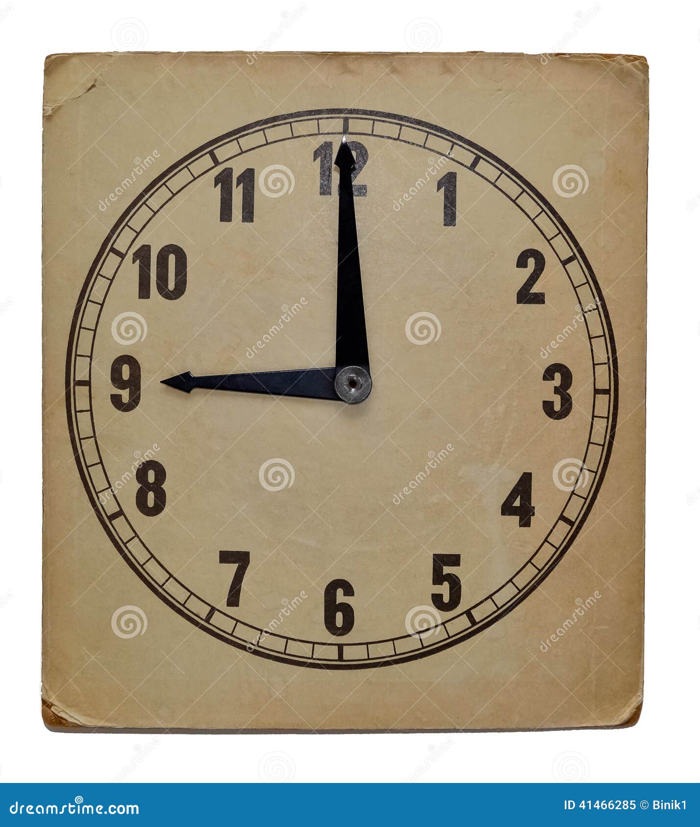 Time on Old Wall Clock Nine Pm. Isolated Stock Image - Image of ...