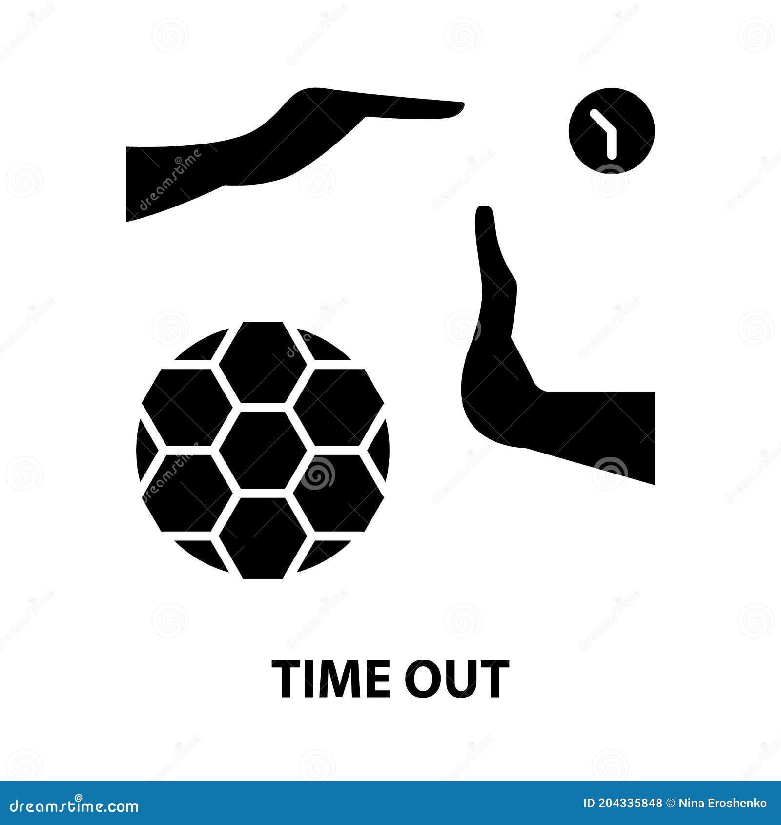 Time Out Icon, Black Vector Sign with Editable Strokes, Concept ...