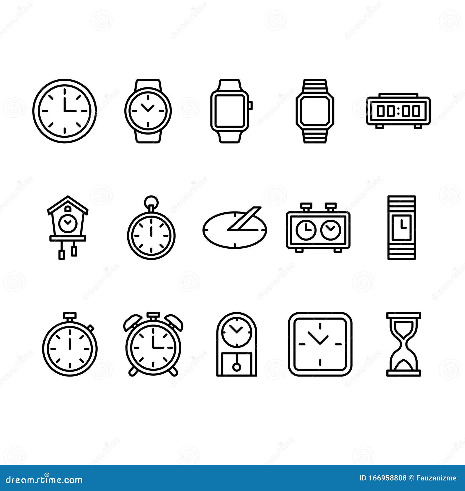 Time Outline Icon Set Template Stock Vector - Illustration of linear ...