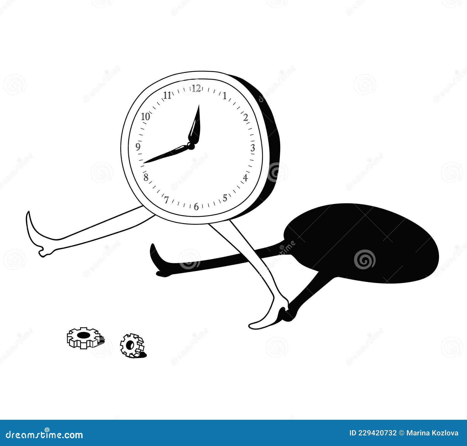 Man Walking On A Clock Face Cartoon Vector | CartoonDealer.com #16981111
