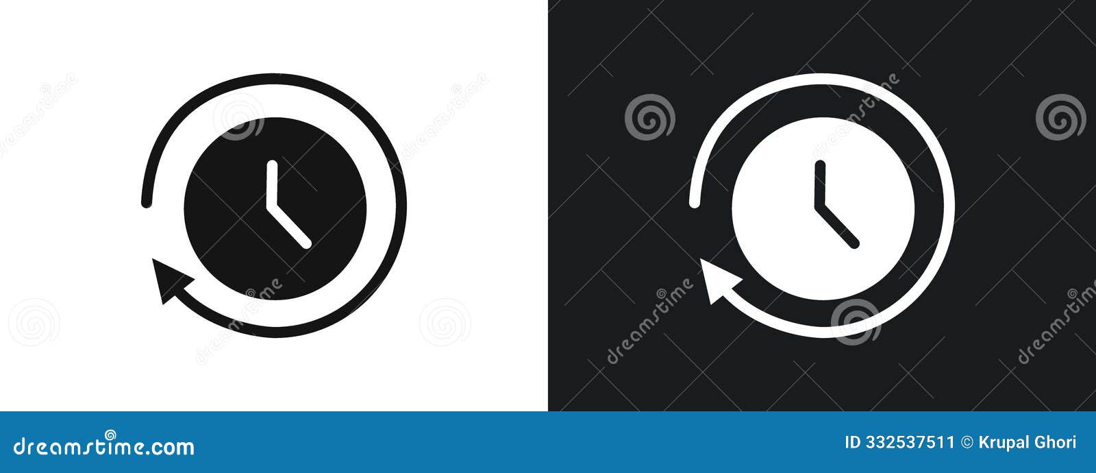 Time Passing Icon Linear Graphics Set Vector in Black Stock ...