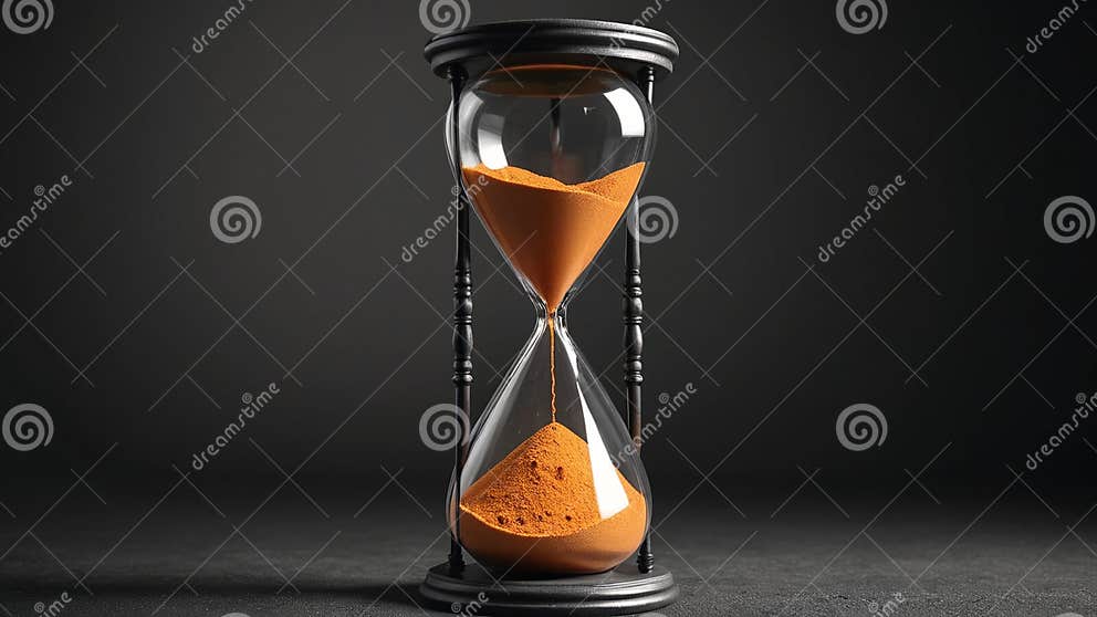 Time Passing Orange Sand Hourglass on Charcoal Stock Illustration ...