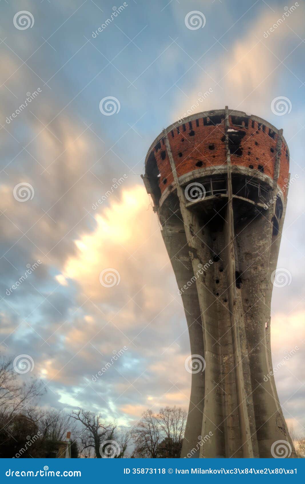 Time Passing Over Water Tower Stock Photo - Image of city, resistance ...