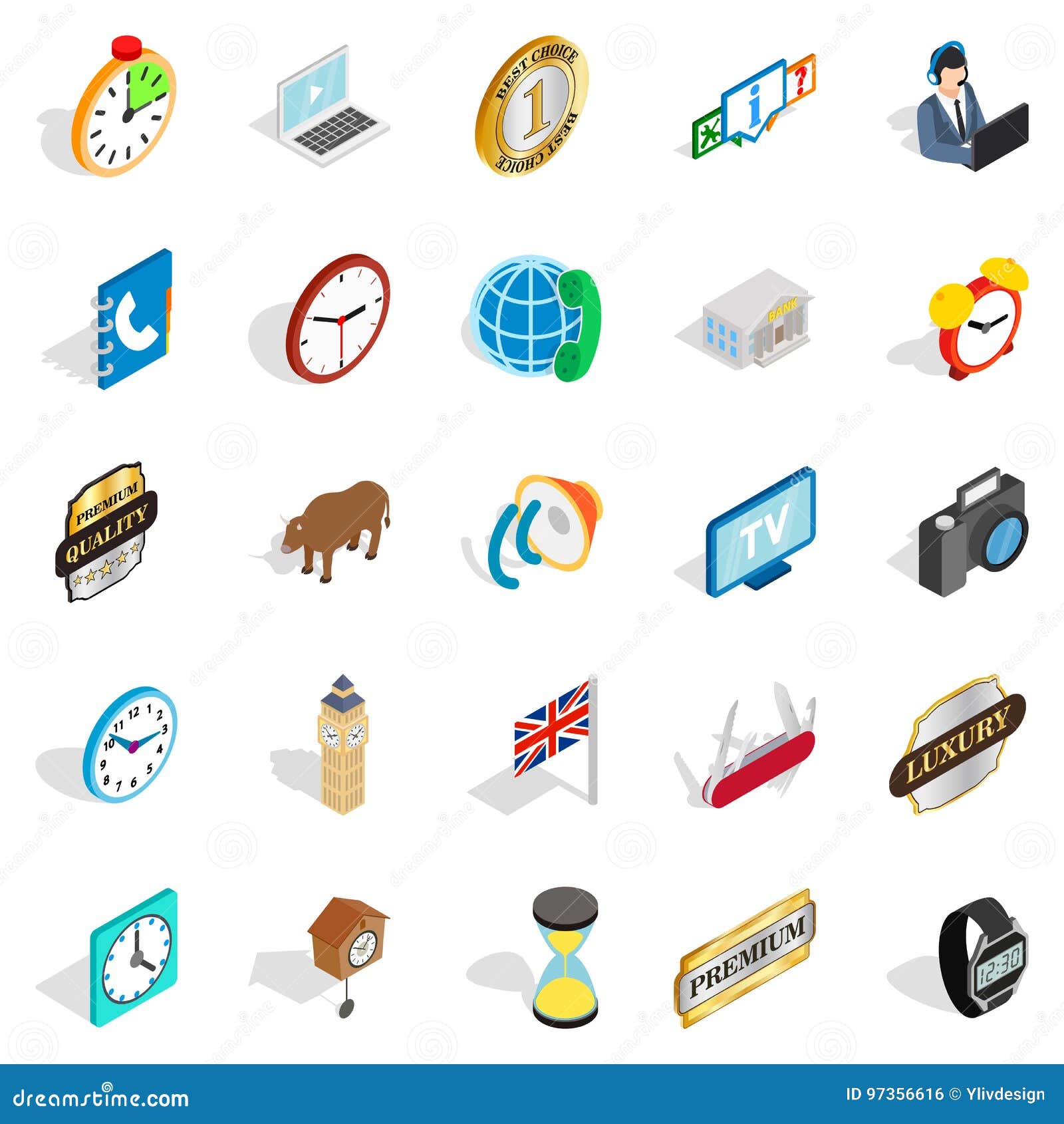 Time Period Icons Set, Isometric Style Stock Vector - Illustration of ...