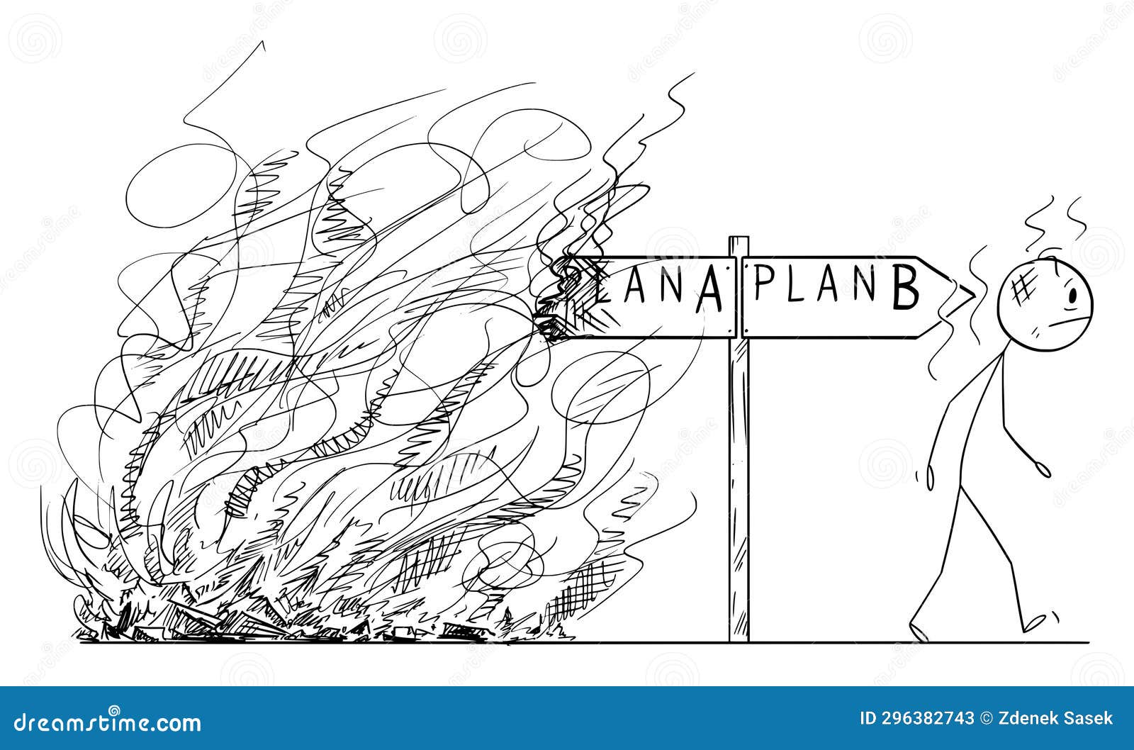 Time for Plan B, Vector Cartoon Stick Figure Illustration Stock Vector ...