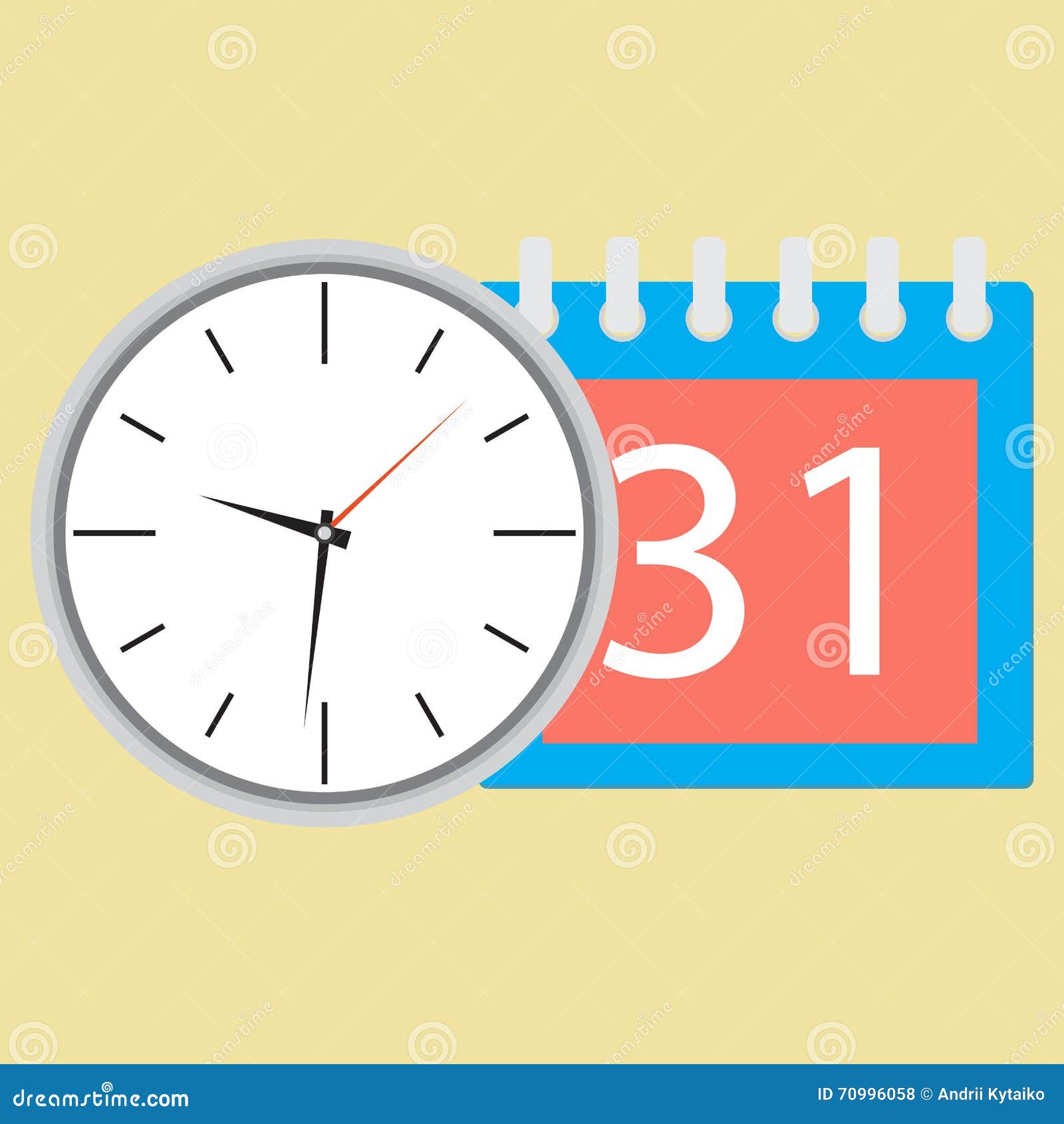 Time Planning Clock with Calendar Date Stock Vector - Illustration of ...
