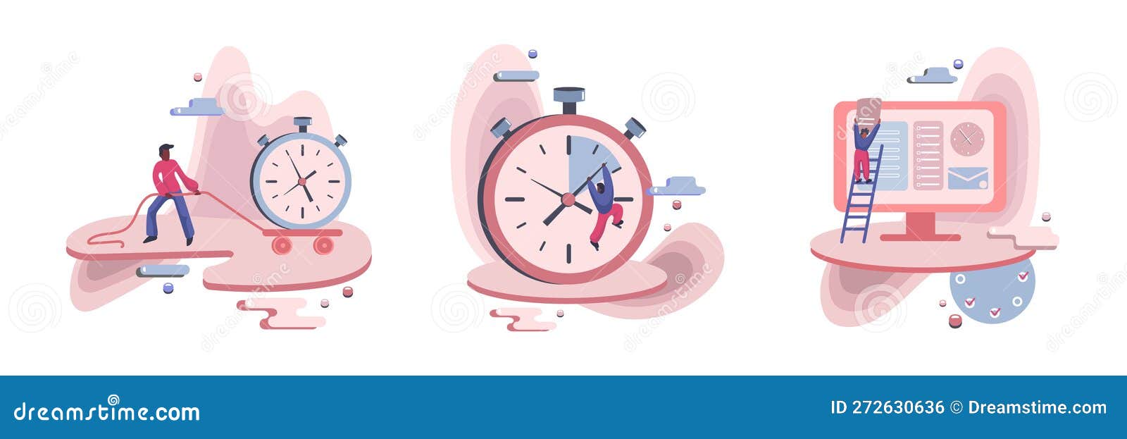 Time Planning, Making Progress and Hard Work Flat Vector Graphic Stock ...