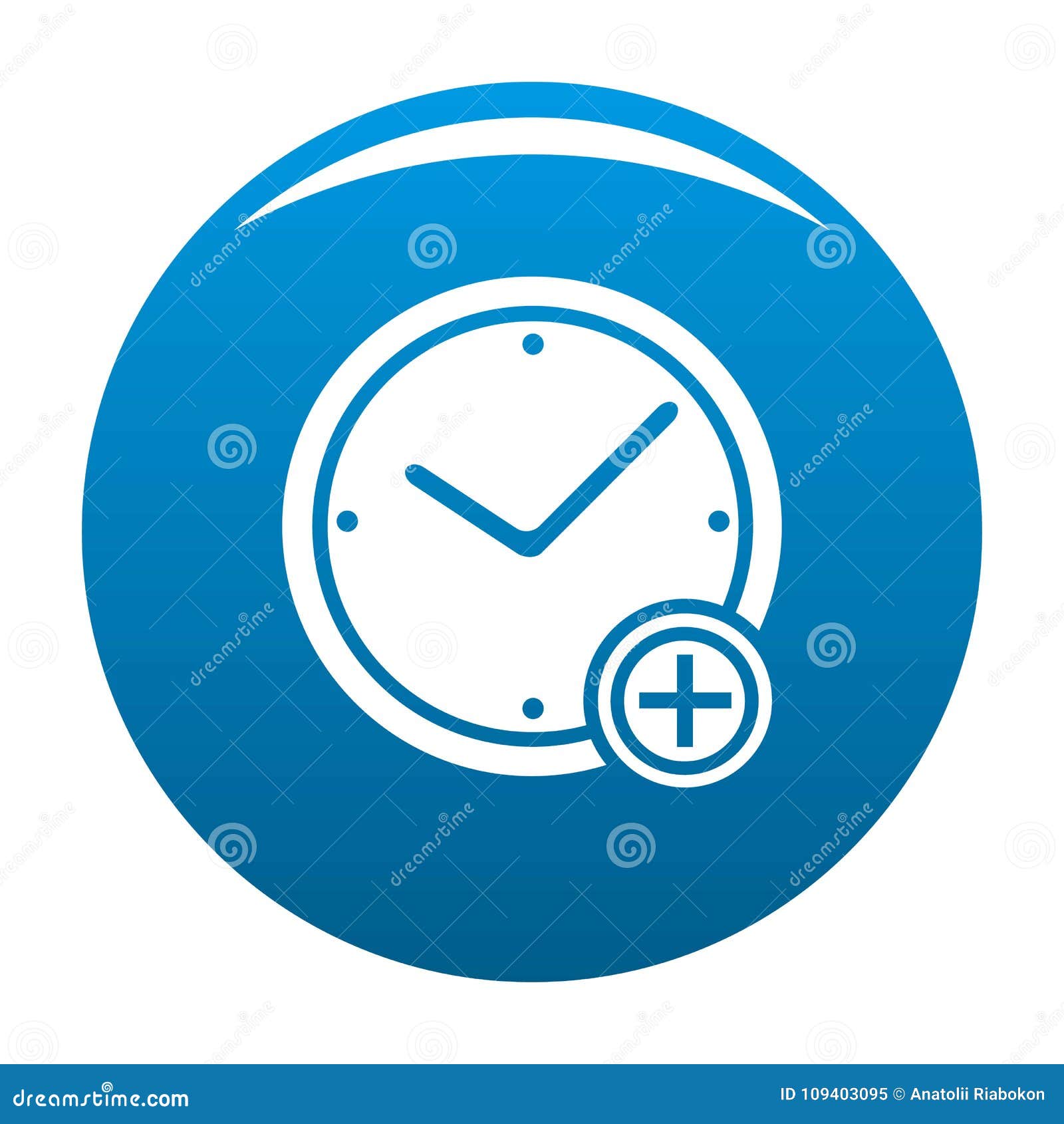 Time plus icon blue vector stock vector. Illustration of object - 109403095