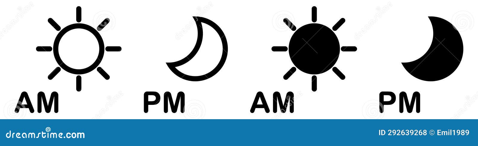 Time am and PM Icon Symbol Set. Stock Illustration - Illustration of ...
