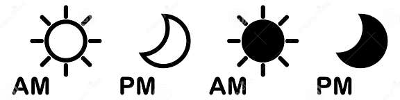 Time am and PM Icon Symbol Set. Stock Illustration - Illustration of ...