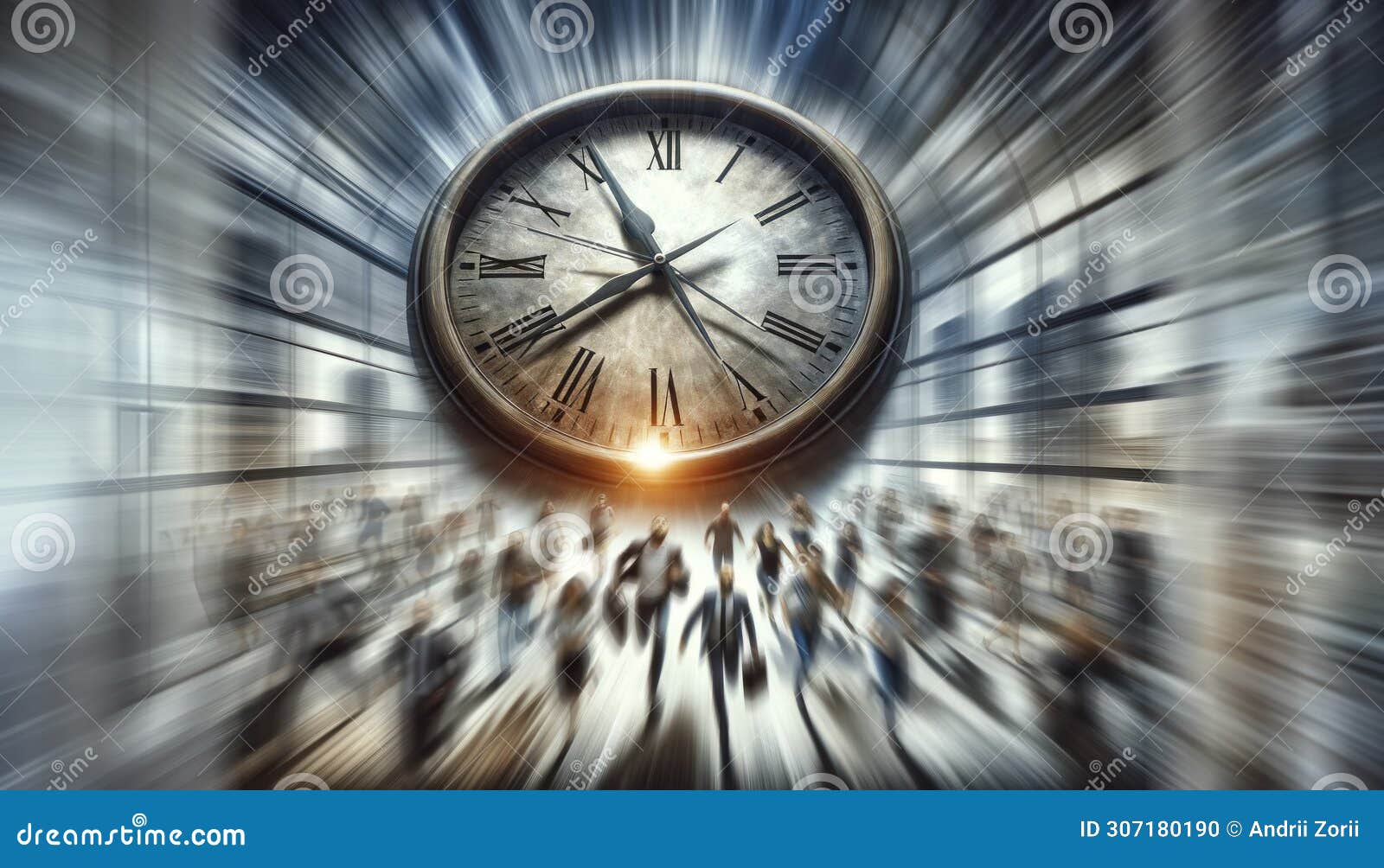 Time Pressure Concept with Blurred People and Clock Stock Photo - Image ...