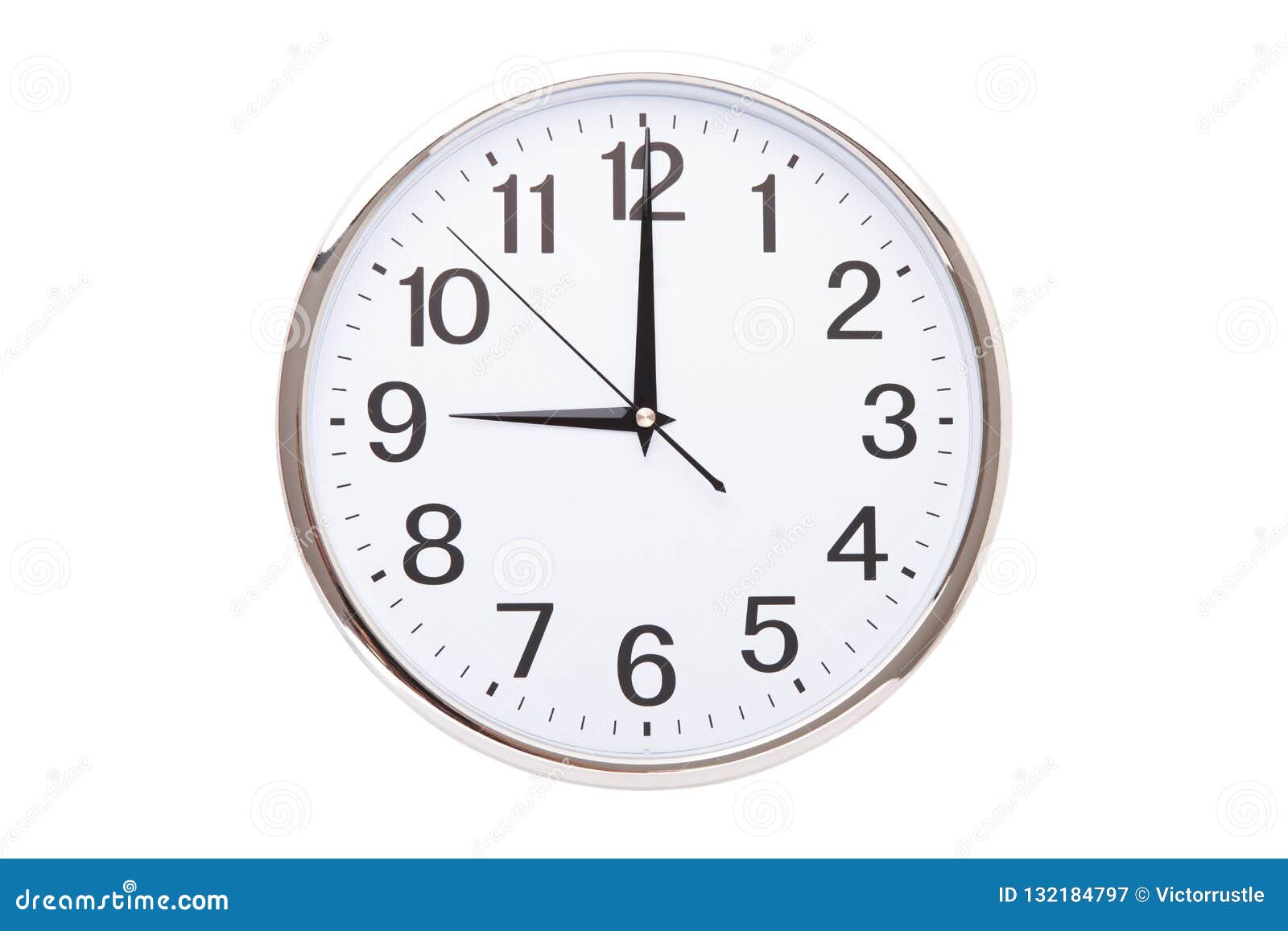 Time Punctual Second Minute Hour. Large Wall Clock on White Background ...