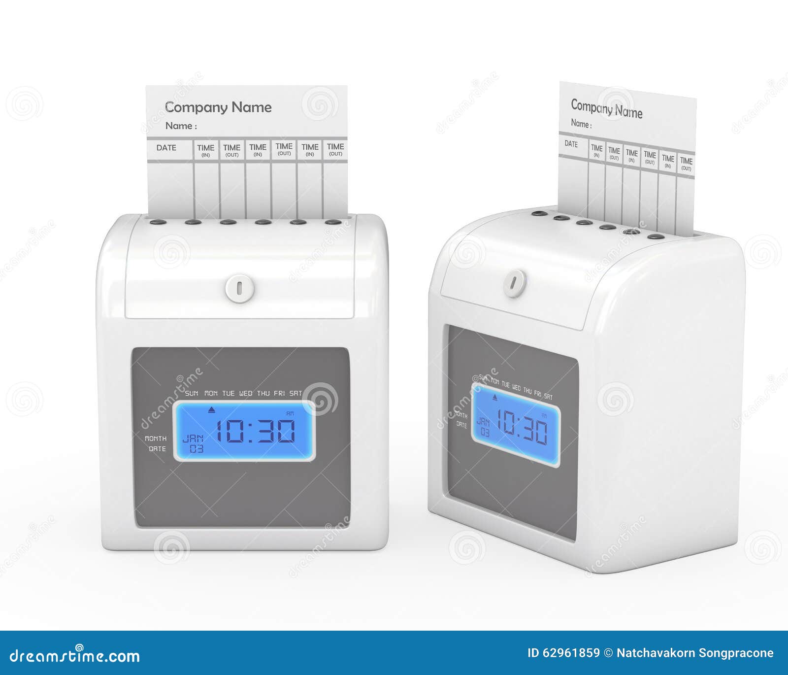 Time Recorder Machine and Timecard with Clipping Path Stock ...