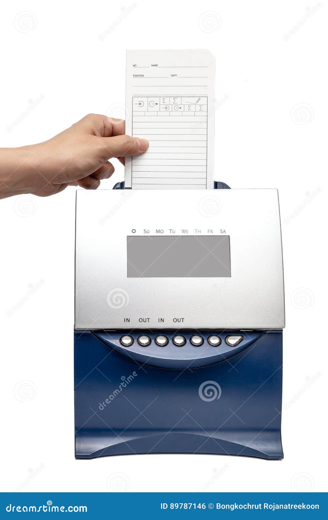 Time Recorder Machine on White Background Stock Photo - Image of time ...