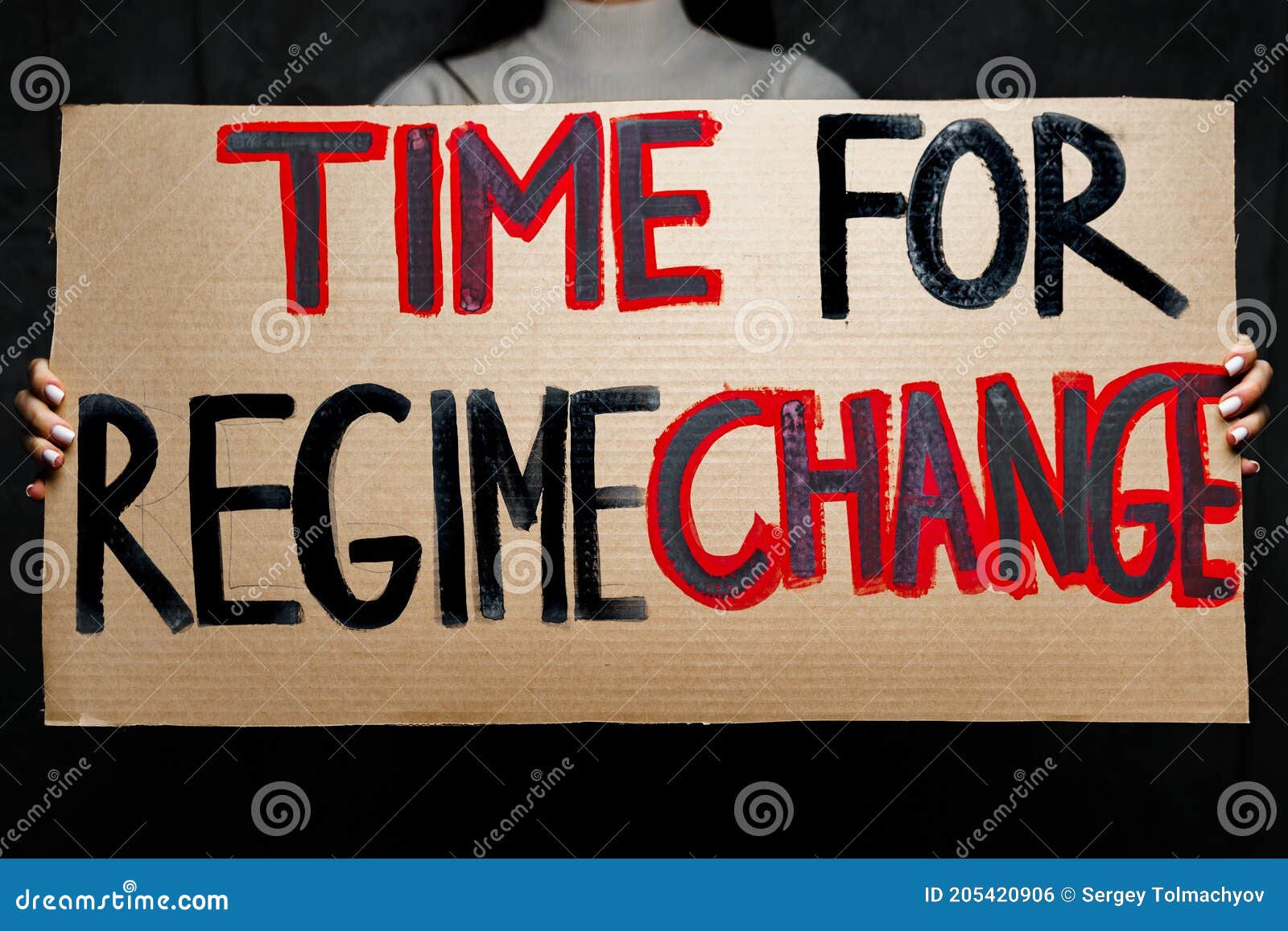 `Time for Regime Change` Protest Placard Close Up Stock Photo - Image ...