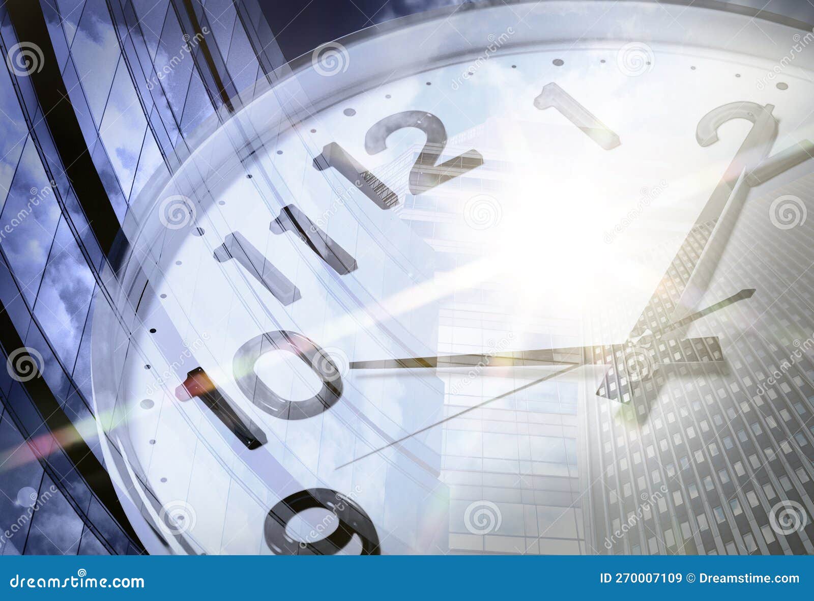Time Related Concepts. Double Exposure of Clock and Office Buildings ...
