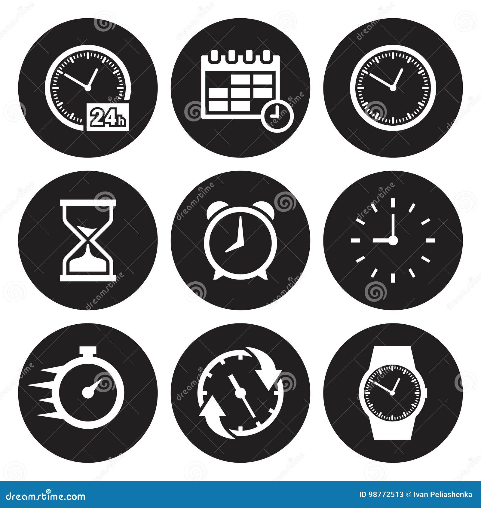 Time related icons set stock illustration. Illustration of hour - 98772513