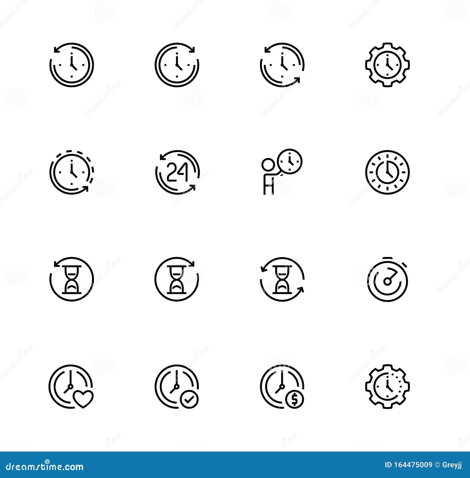 Time Related Icons in Outline Style Stock Vector - Illustration of ...