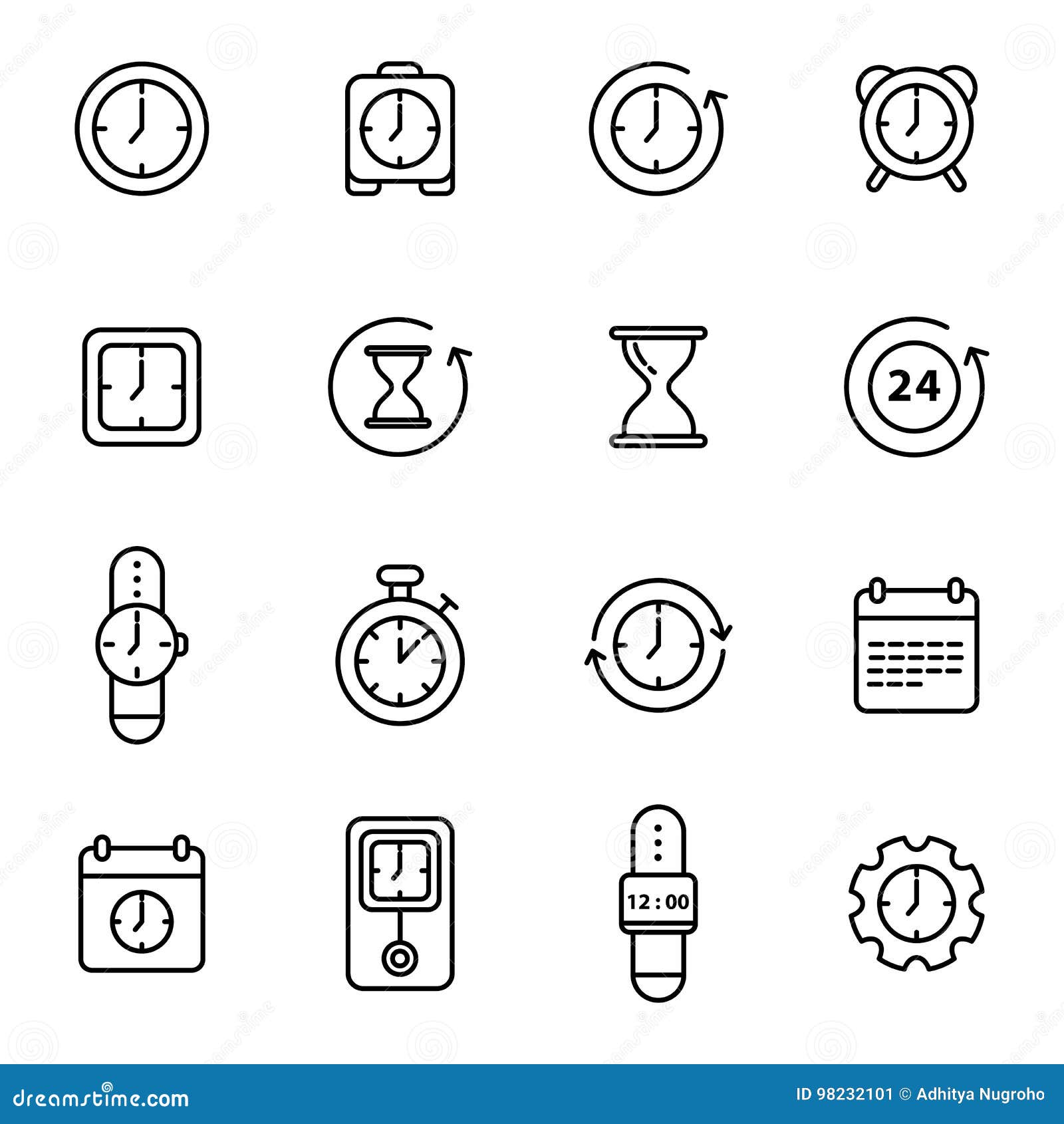 Time Related Vector Line Icons Stock Vector - Illustration of sand ...